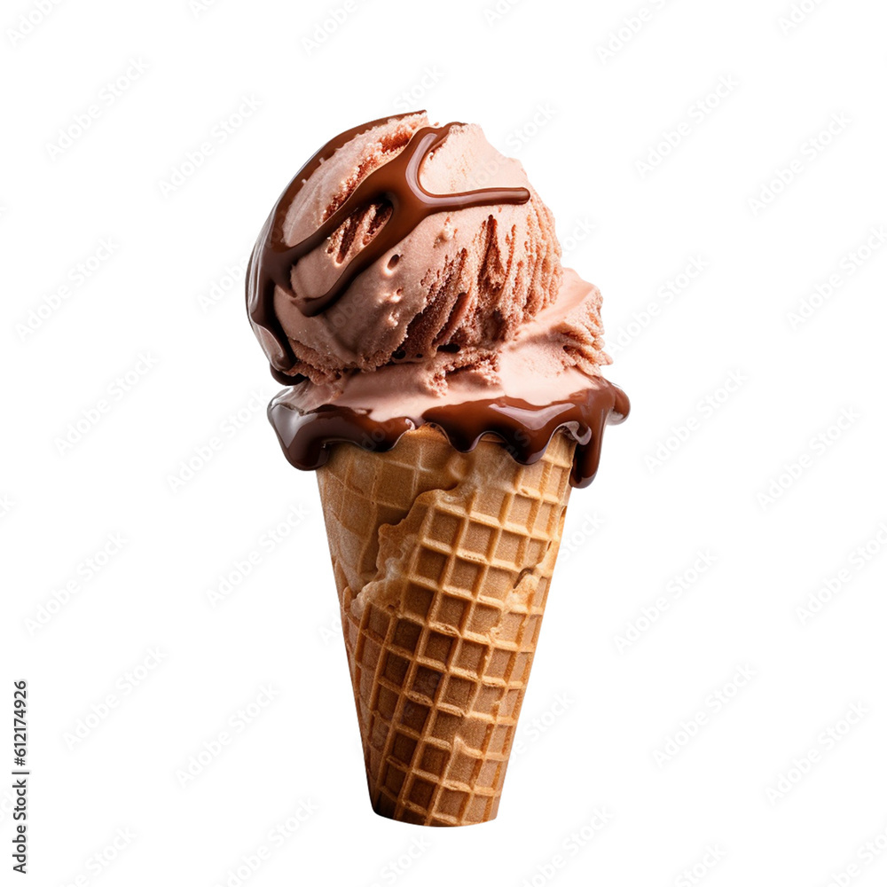 ice cream cone isolated on white background generative ai, clipping ...