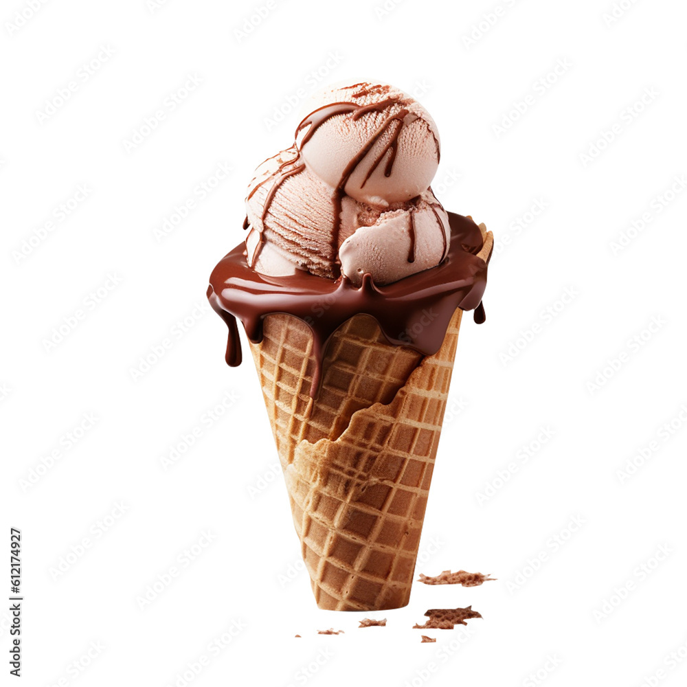 chocolate cone isolated on white background generative ai, clipping ...