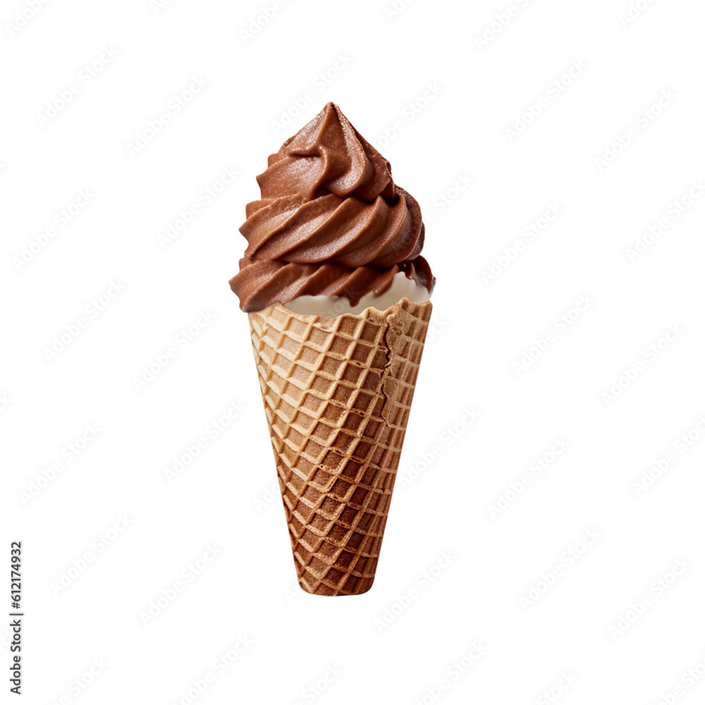 chocolate cone isolated on white background generative ai, clipping ...