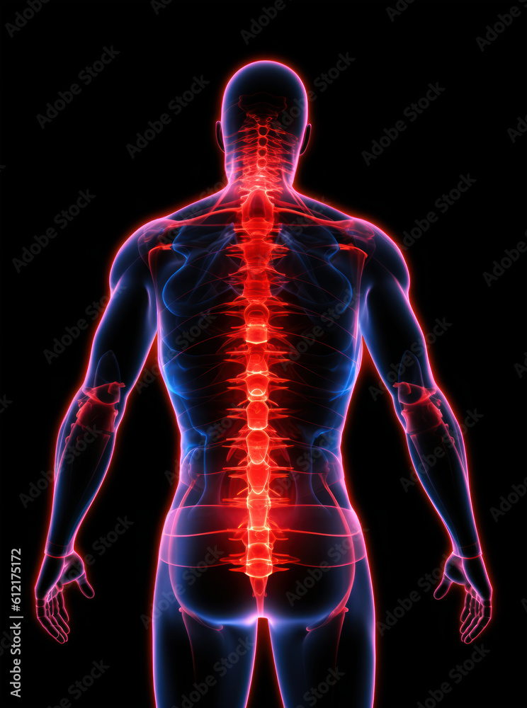 Back pain diagnosis X-Ray anatomy of the spine injury. Ai generative ...