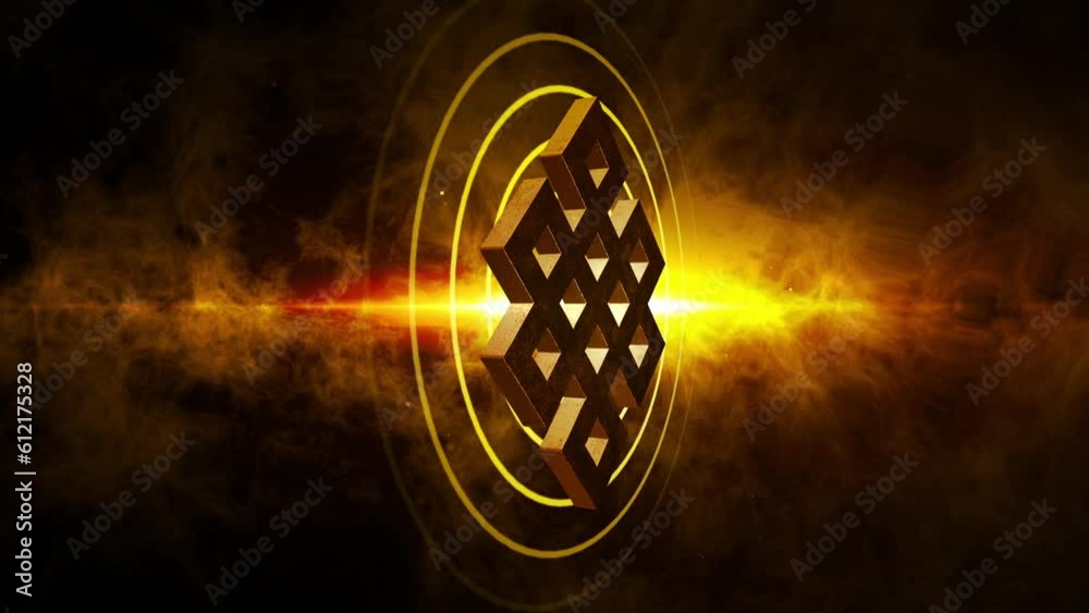 3D Gold Karmic Symbol with Radio Wave Background portrait mode vídeo de ...