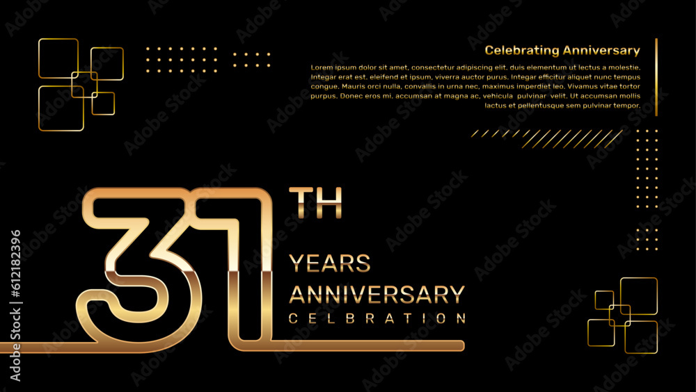 31 year anniversary template design with gold color and double line ...