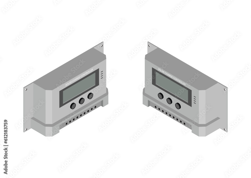 Isometric solar cell charge controller on white background. Vector illustration. Stock Vector ...