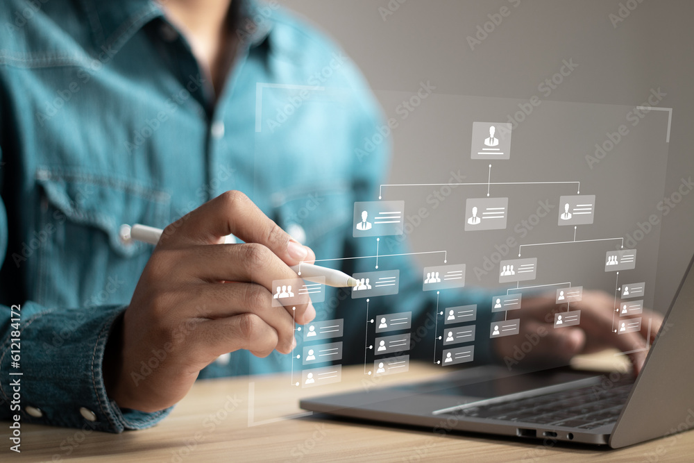 Organization chart with hierarchy structure of teams and employees in ...