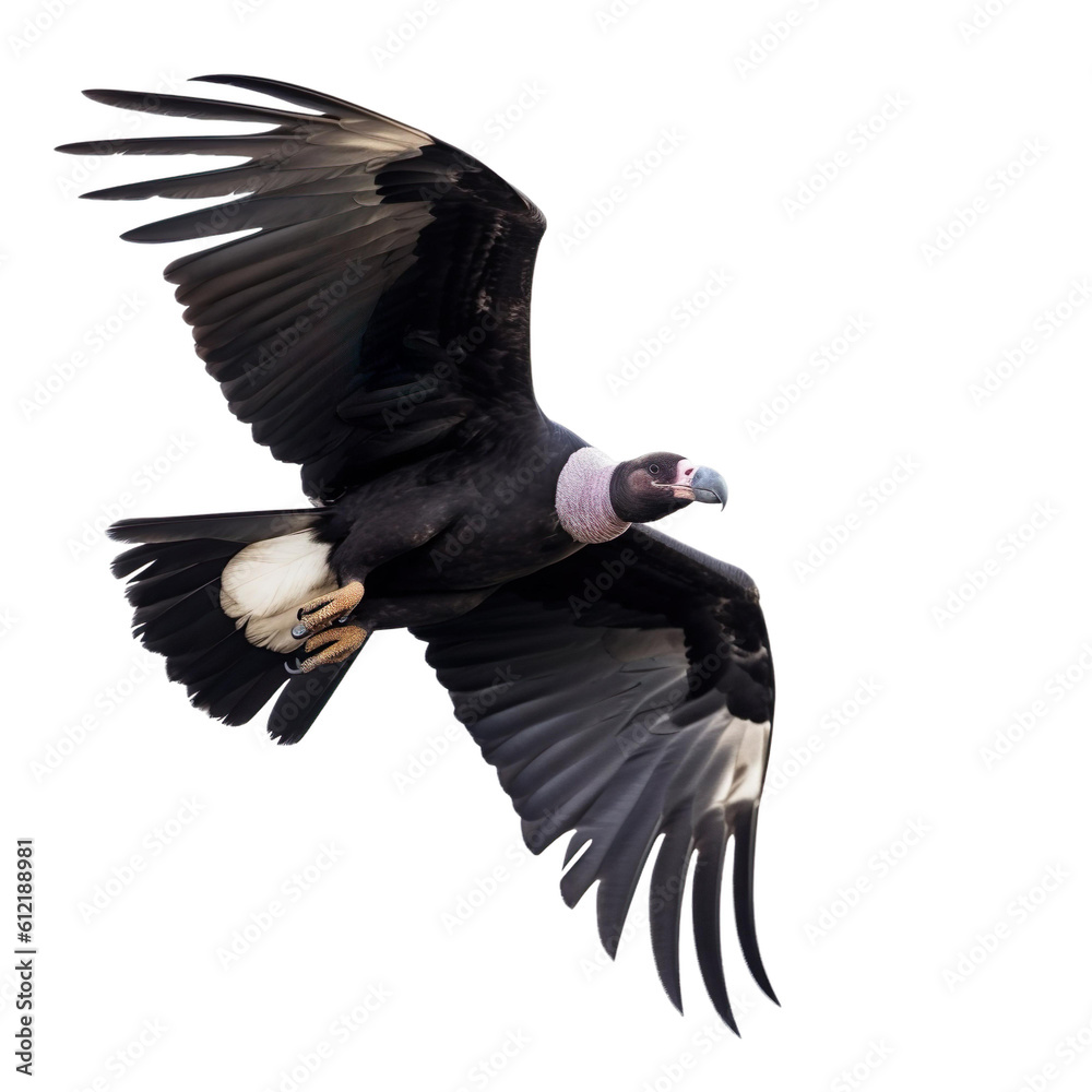 Condor Bird Flying in the air with open wingspan isolated on white ...