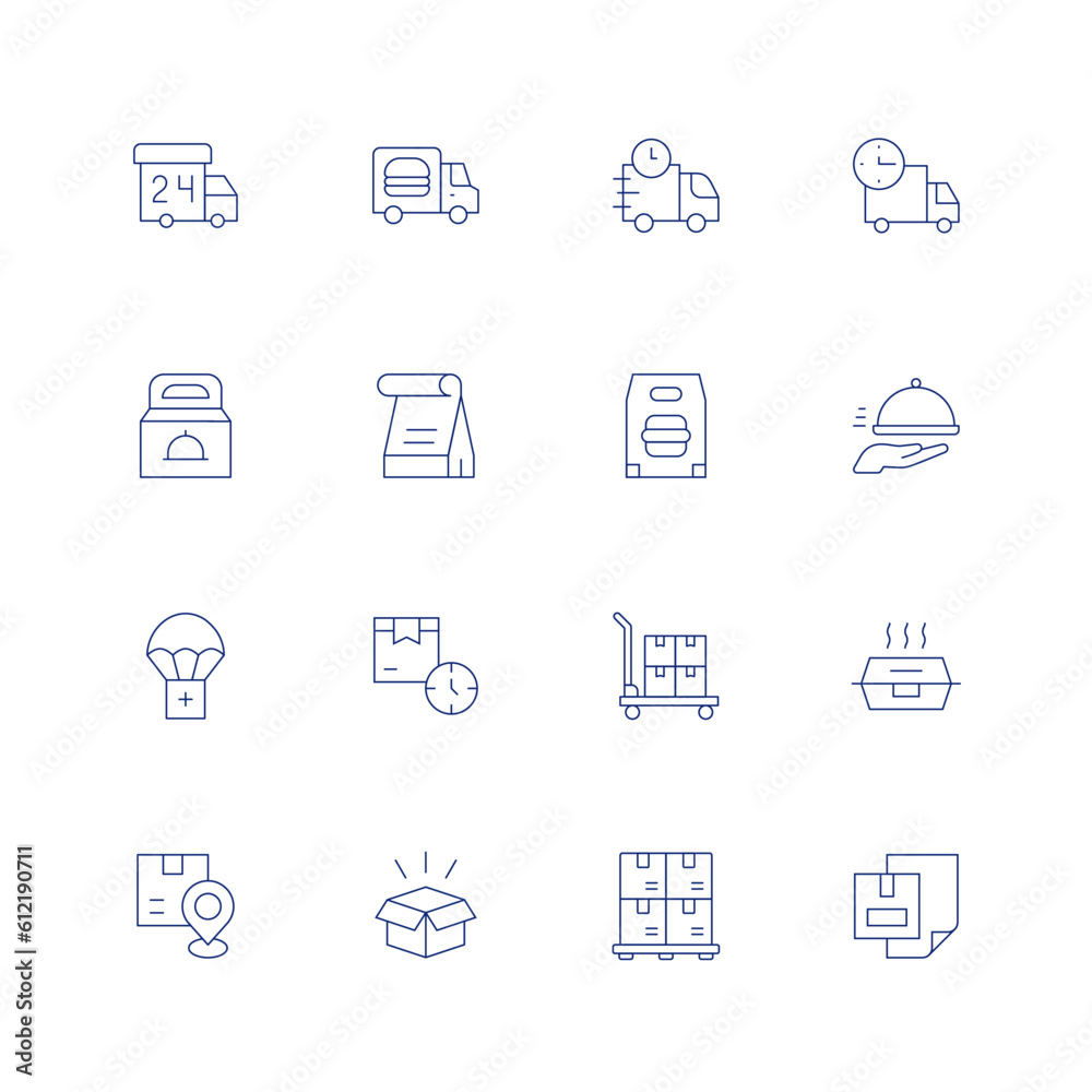 Vecteur Stock Delivery line icon set on transparent background with ...