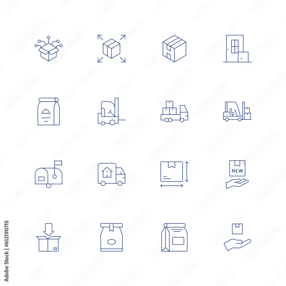 Delivery line icon set on transparent background with editable stroke ...