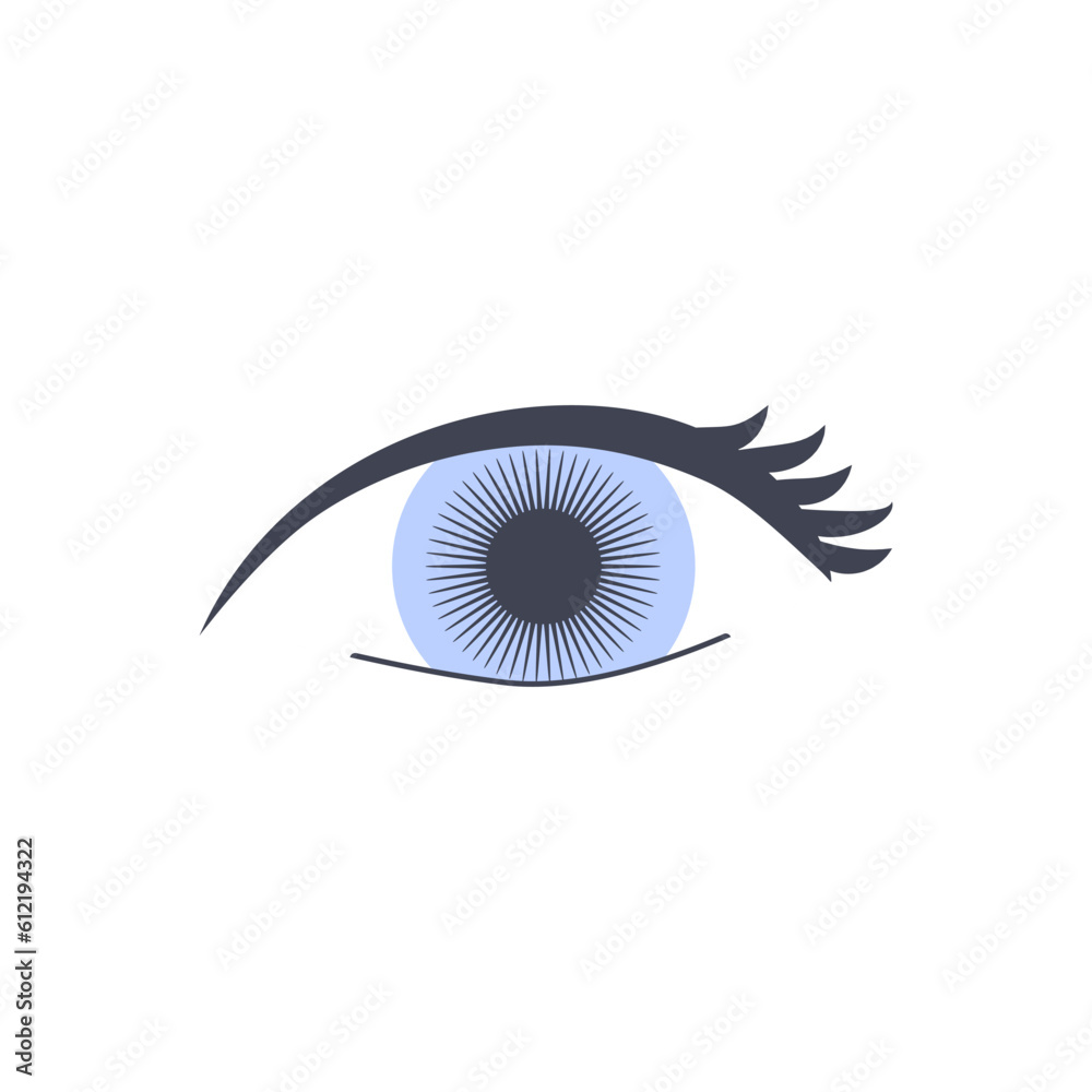 Female eye icon. Healthy open green eye with eyelashes and a brow ...