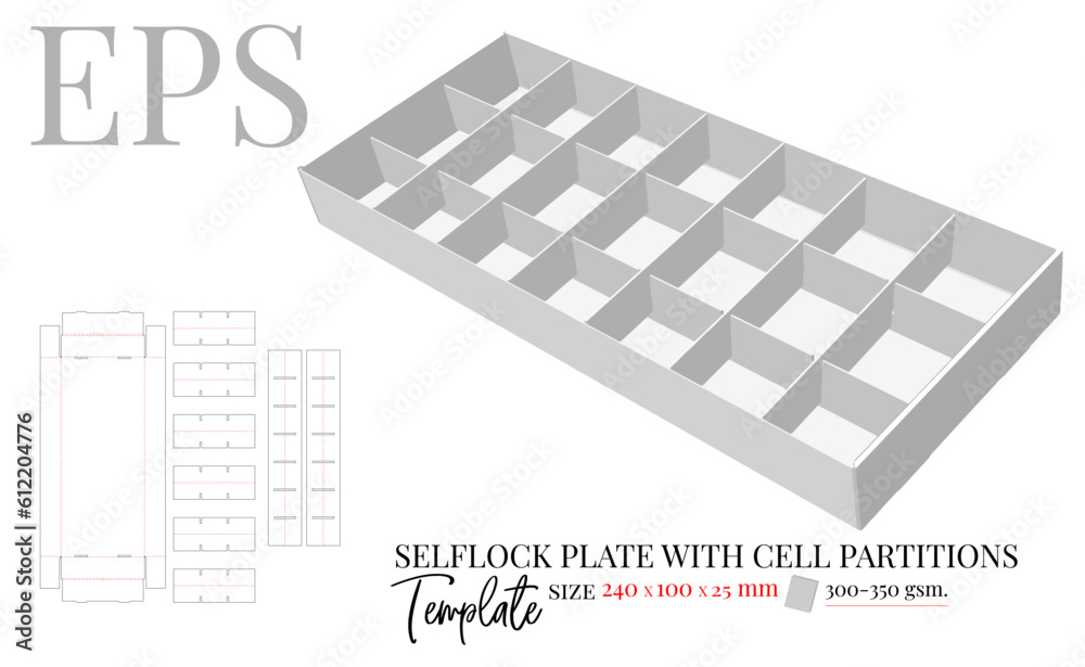 Plate with Cell Partitions die cut template, vector. White clear blank ...
