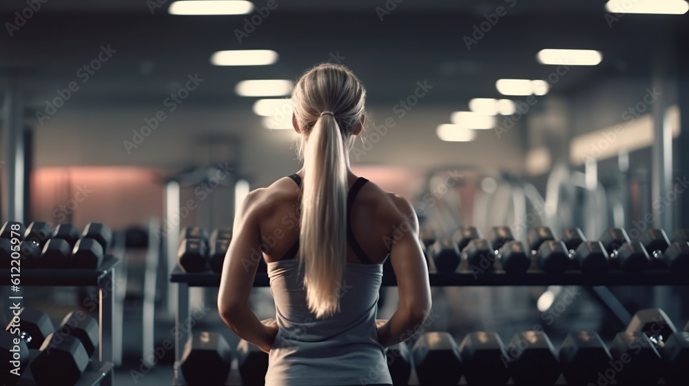 back view woman gym people in the fitness center Generative AI Stock ...