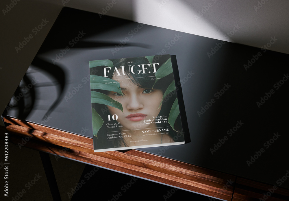 Mockup of closed US letter size magazine with customizable cover on ...