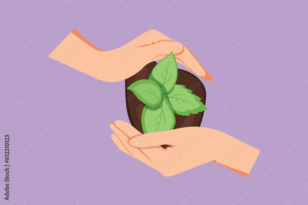 Character flat drawing of ecology sapling tree growing up and planting ...