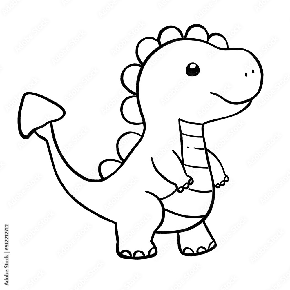 Cute dinosaur line for coloring Stock Illustration | Adobe Stock