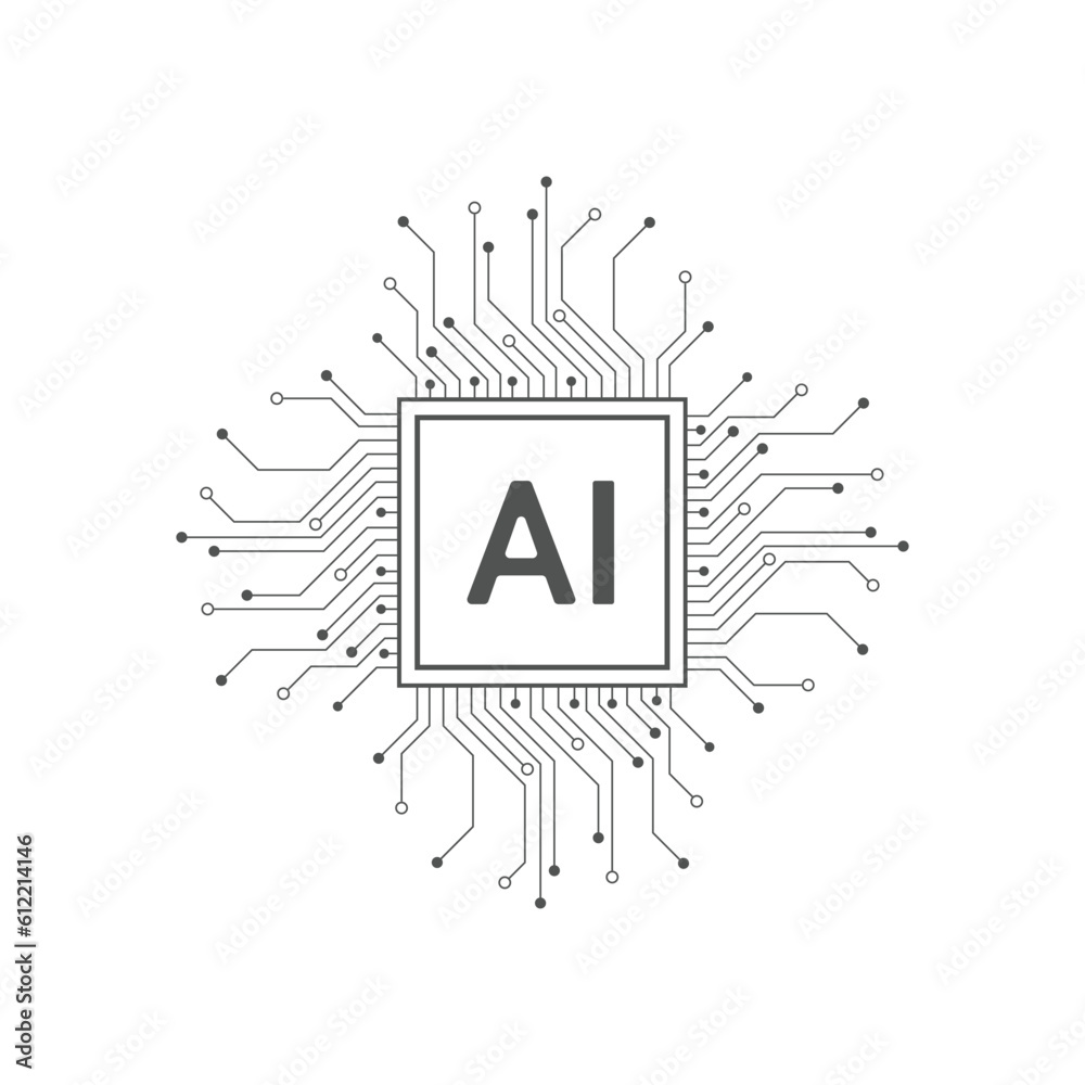 Artificial intelligence circuit line style. Machine learning design ...