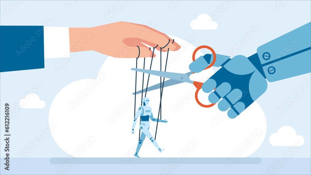 The robot is out of control. AI controls itself. Loss of influence on ...