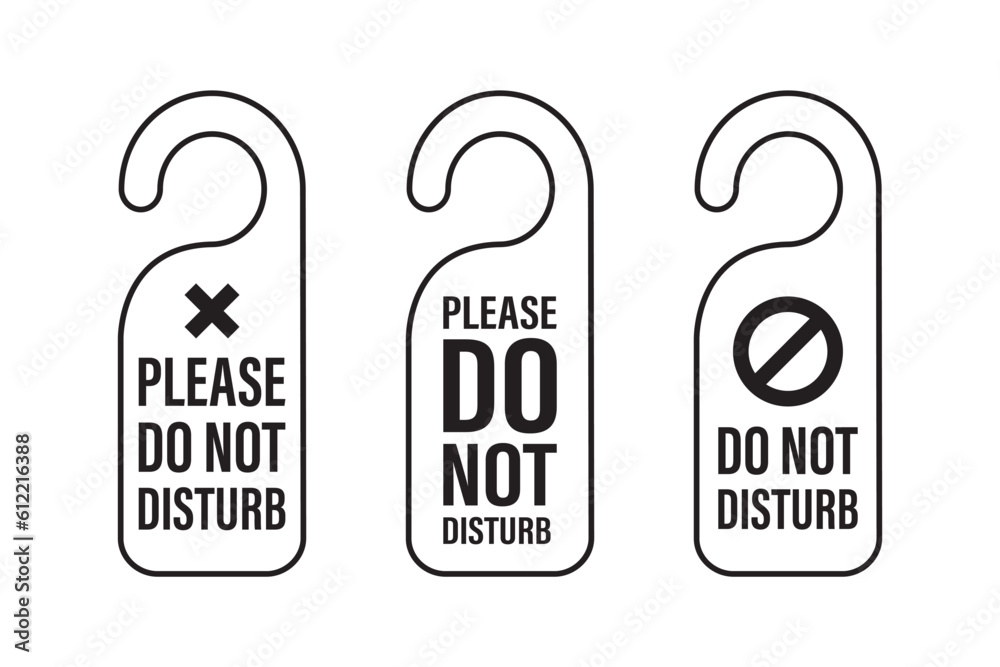 Do Not Disturb Monochrome Signs Set Of Hotel Door Hanger Tags