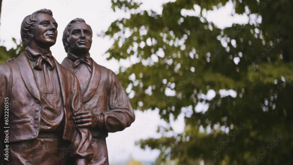 Statue at the front of the Home of the Knights, Joseph Sr and Newel ...