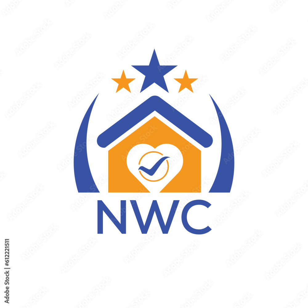 NWC House logo Letter logo and star icon. Blue vector image on white ...