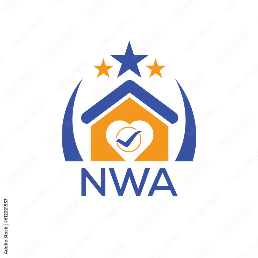 NWA House logo Letter logo and star icon. Blue vector image on white ...