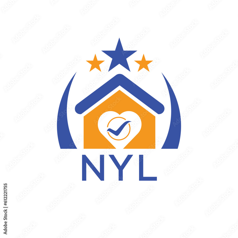 NYL House logo Letter logo and star icon. Blue vector image on white ...