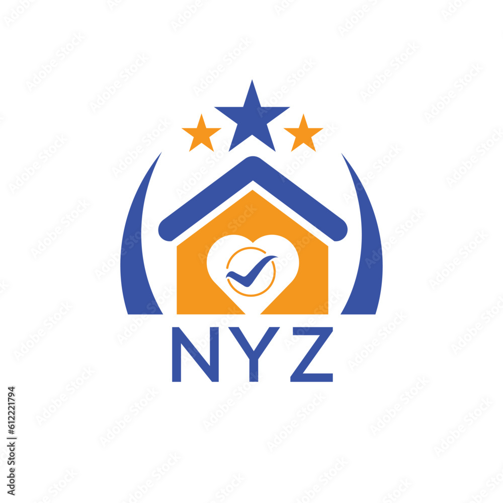 NYZ House logo Letter logo and star icon. Blue vector image on white ...