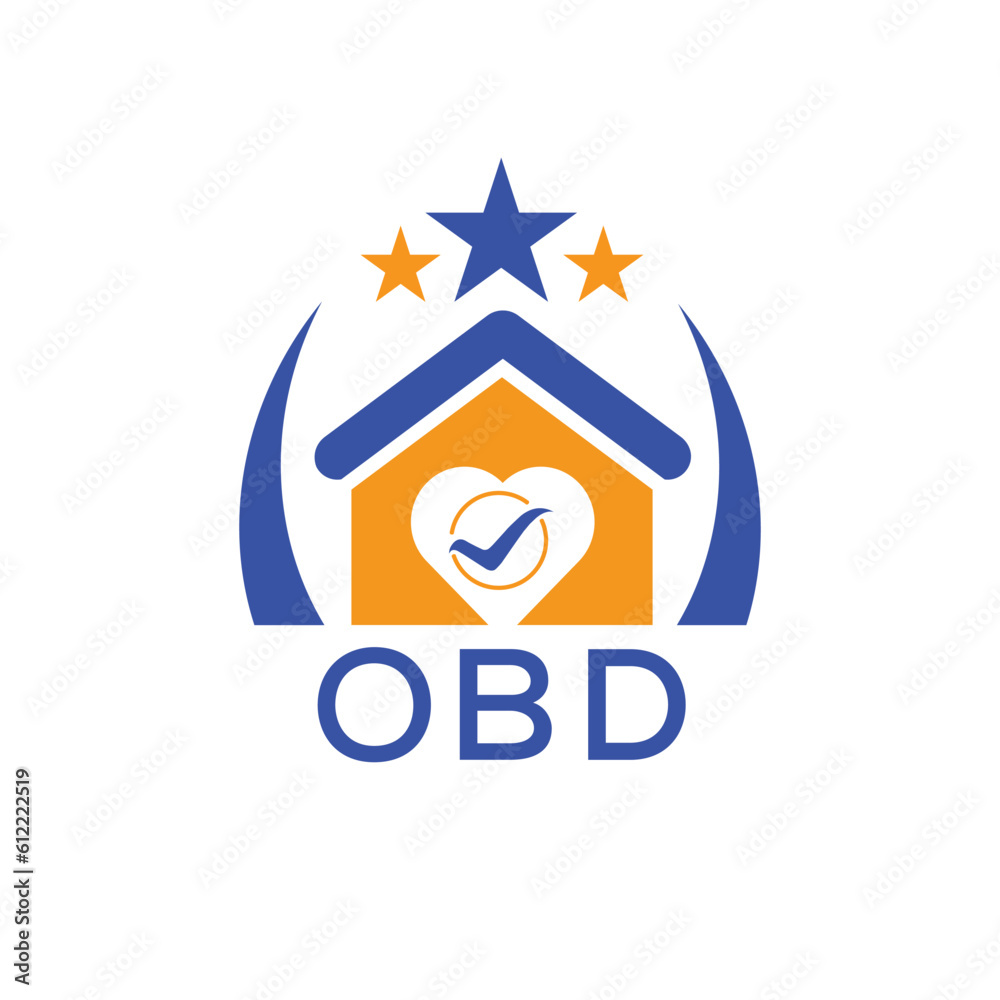 OBD House logo Letter logo and star icon. Blue vector image on white ...