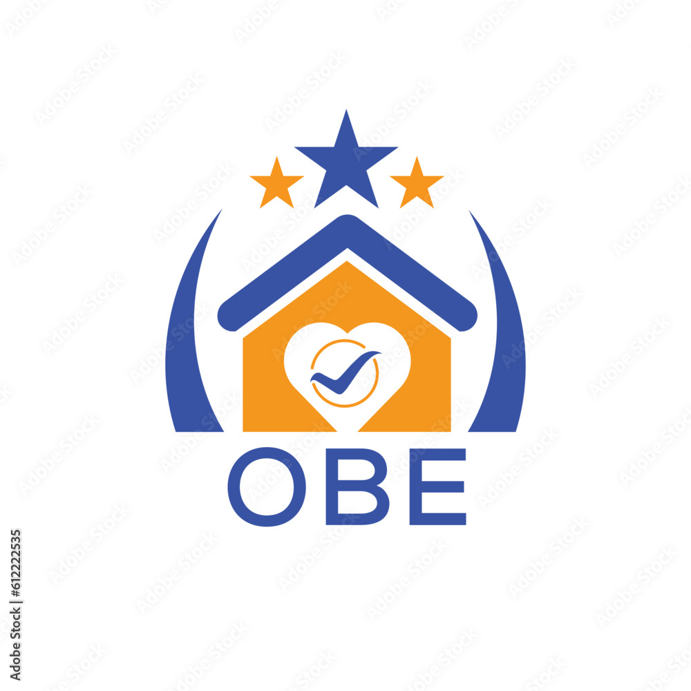 OBE House logo Letter logo and star icon. Blue vector image on white ...