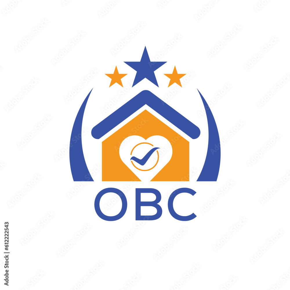 OBC House logo Letter logo and star icon. Blue vector image on white ...