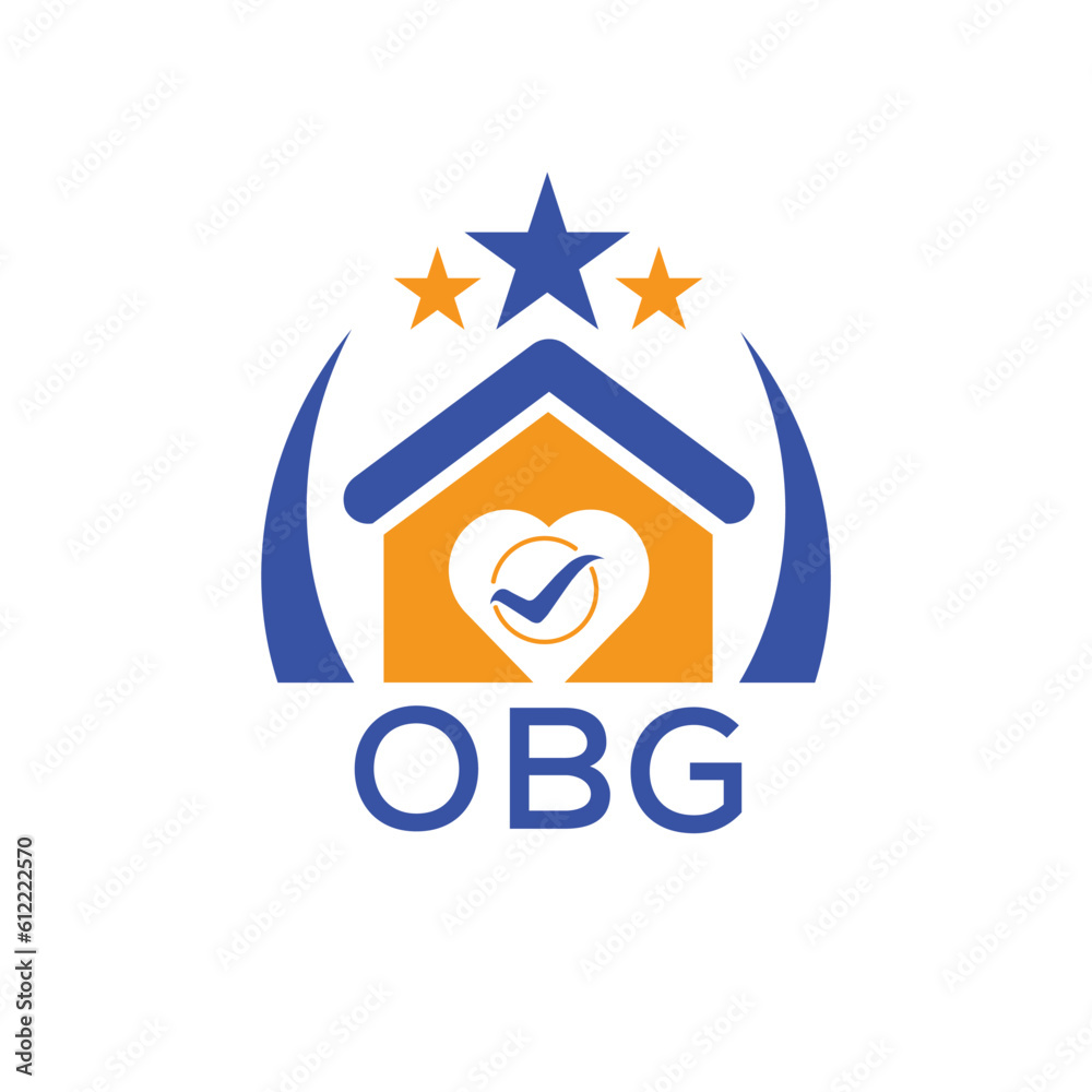 OBG House logo Letter logo and star icon. Blue vector image on white ...