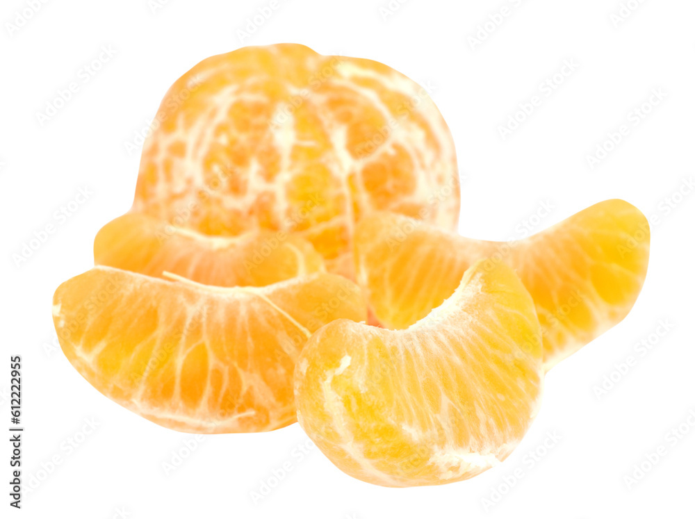 Orange peeled mandarin and slices without skin in PNG isolated on ...