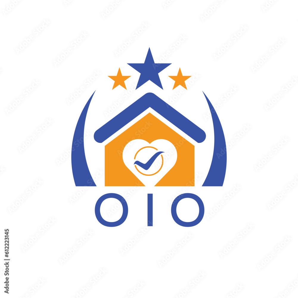 OIO House logo Letter logo and star icon. Blue vector image on white ...
