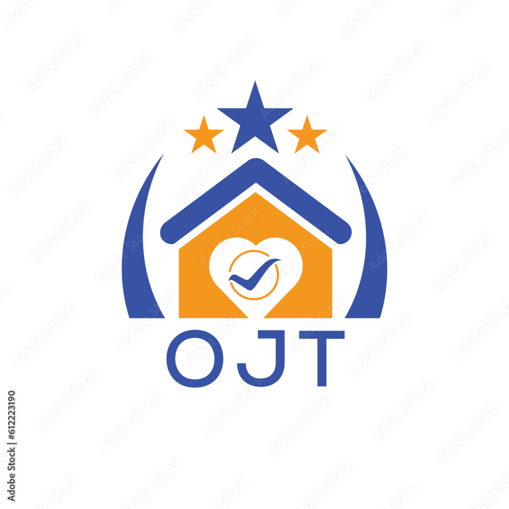 OJT House logo Letter logo and star icon. Blue vector image on white ...