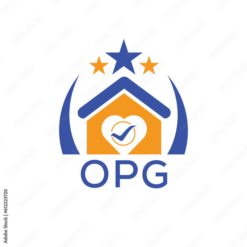 OPG House logo Letter logo and star icon. Blue vector image on white ...