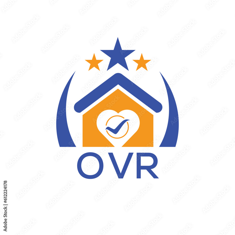 OVR House logo Letter logo and star icon. Blue vector image on white ...
