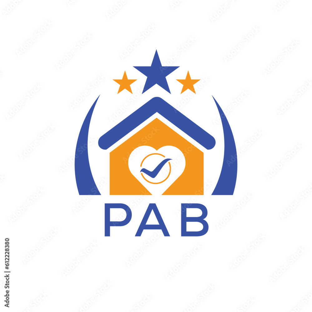 PAB House logo Letter logo and star icon. Blue vector image on white ...