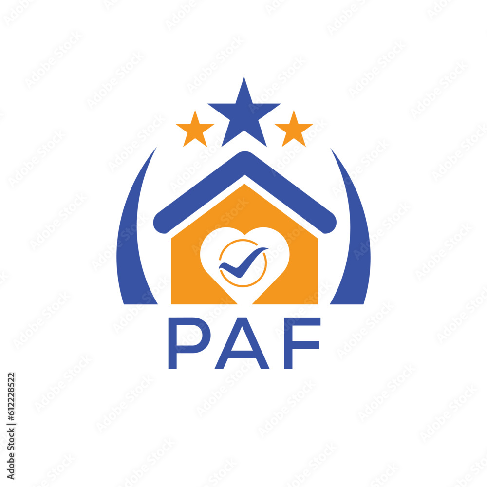 PAF House logo Letter logo and star icon. Blue vector image on white ...