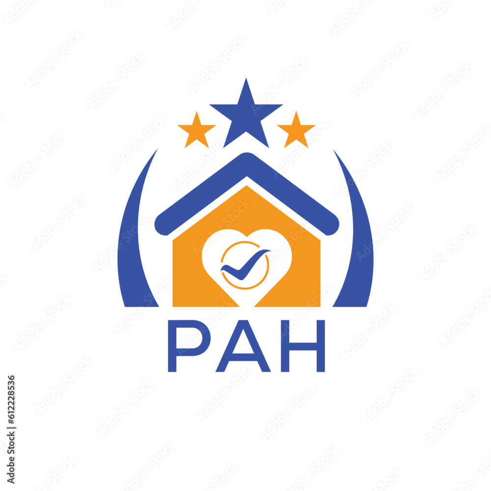 PAH House logo Letter logo and star icon. Blue vector image on white ...