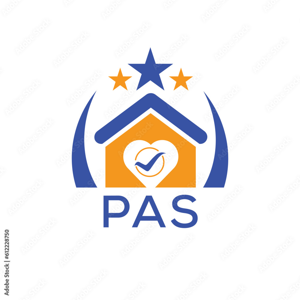 PAS House logo Letter logo and star icon. Blue vector image on white ...