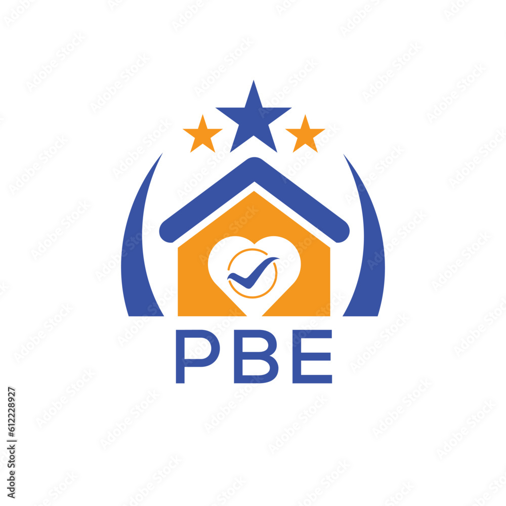 PBE House logo Letter logo and star icon. Blue vector image on white ...