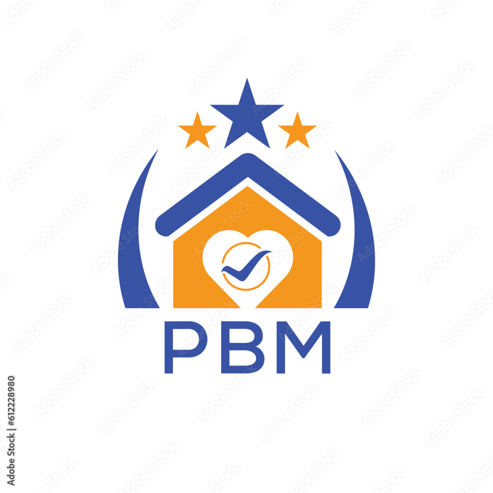 PBM House logo Letter logo and star icon. Blue vector image on white ...