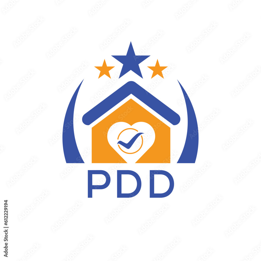 PDD House logo Letter logo and star icon. Blue vector image on white ...