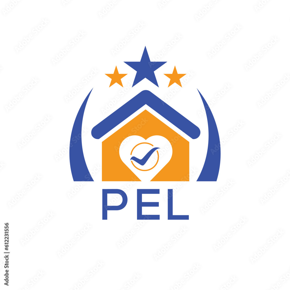PEL House logo Letter logo and star icon. Blue vector image on white ...