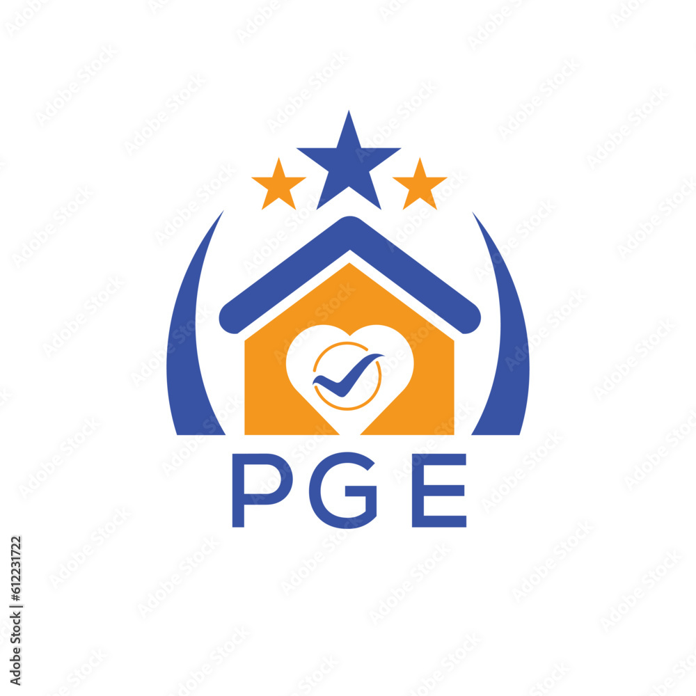 PGE House logo Letter logo and star icon. Blue vector image on white ...
