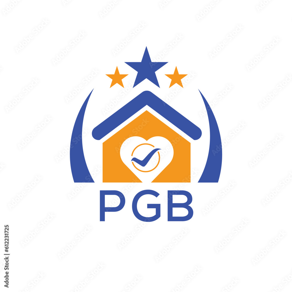 PGB House logo Letter logo and star icon. Blue vector image on white ...
