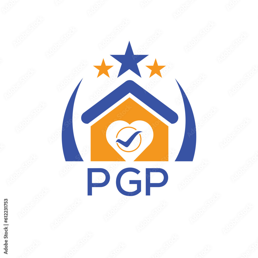 PGP House logo Letter logo and star icon. Blue vector image on white ...