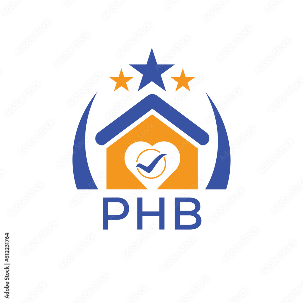PHB House logo Letter logo and star icon. Blue vector image on white ...