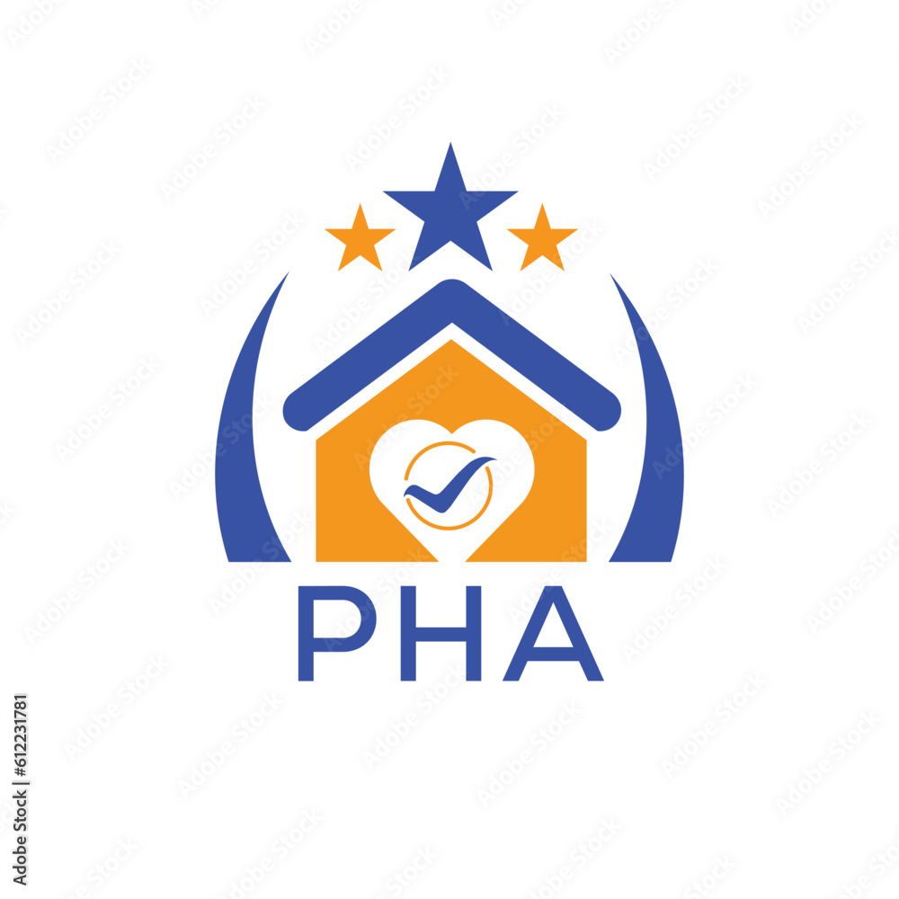 PHA House logo Letter logo and star icon. Blue vector image on white ...