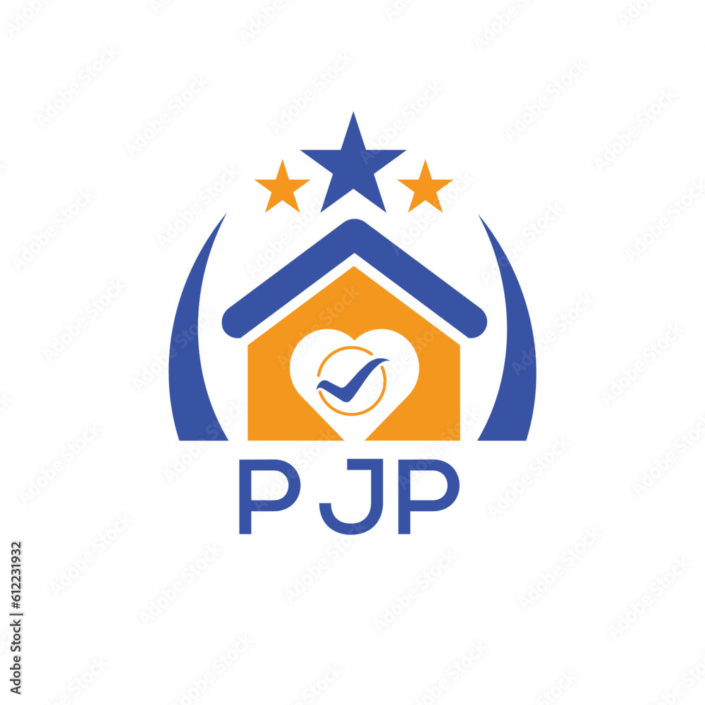 PJP House logo Letter logo and star icon. Blue vector image on white ...