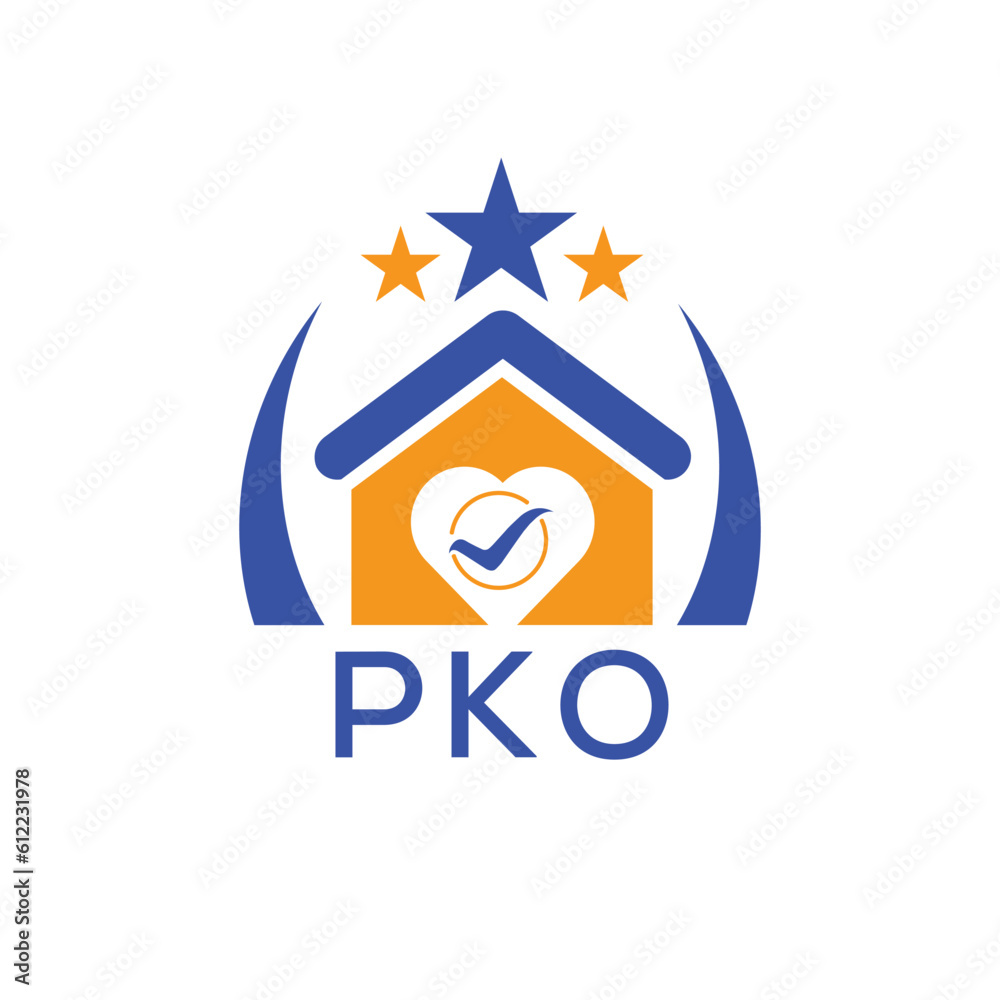 PKO House logo Letter logo and star icon. Blue vector image on white ...