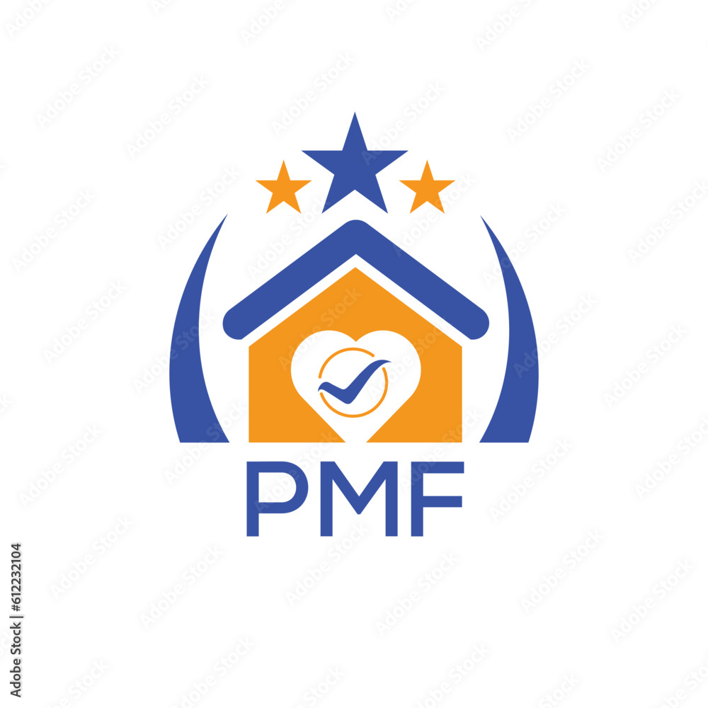 PMF House logo Letter logo and star icon. Blue vector image on white ...